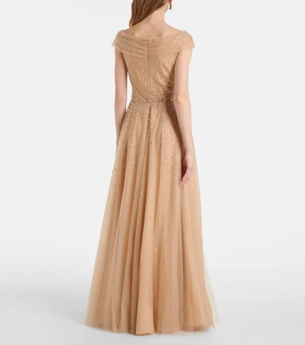 Jenny Packham Shayla Embellished Tulle Gown - Beige