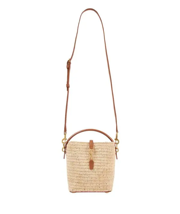 Saint Laurent Le 37 Mini Raffia Bucket Bag - Neutrals