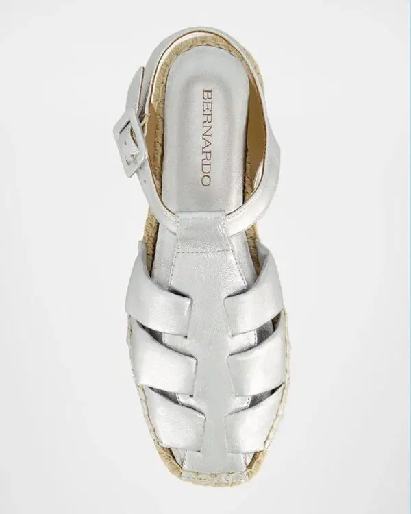 Bernardo Monri Metallic Fisherman Espadrilles - Silver Metallic Nappa Mestico