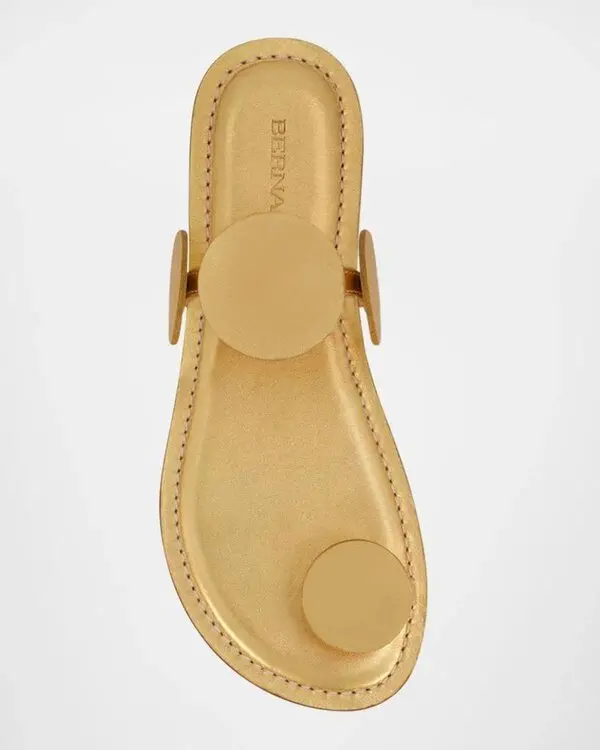 Bernardo New Moon Metallic Flat Sandals - Gold Metallic Antique Calf