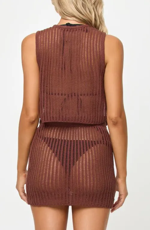L*Space Sander Open Stitch Cover-up Tank - Cafe