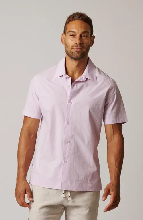 LEISURE LAB Short Sleeve Cotton Button Up - Lilac
