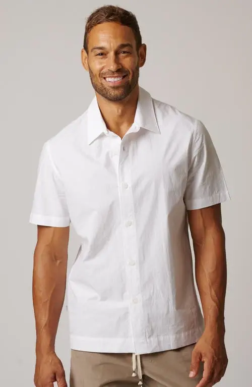 LEISURE LAB Short Sleeve Cotton Button Up - White