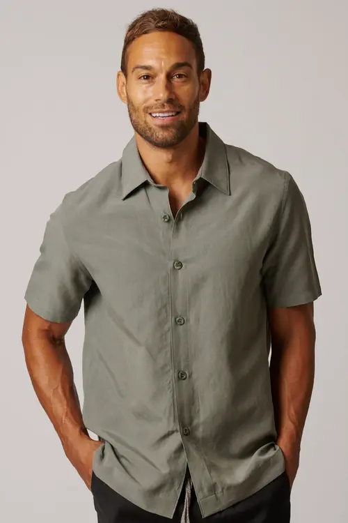 LEISURE LAB Cabana Button Up - Sage