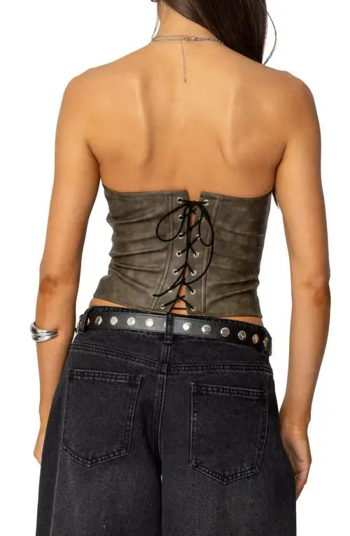 EDIKTED Maysen Faux Leather Corset Top