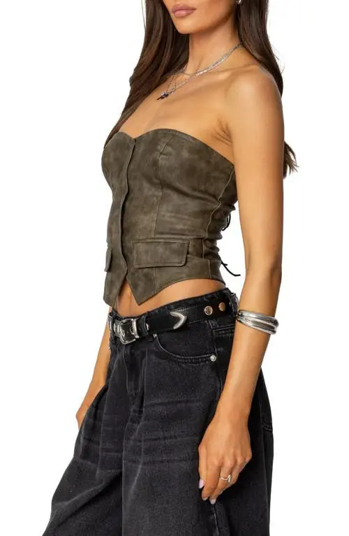 EDIKTED Maysen Faux Leather Corset Top