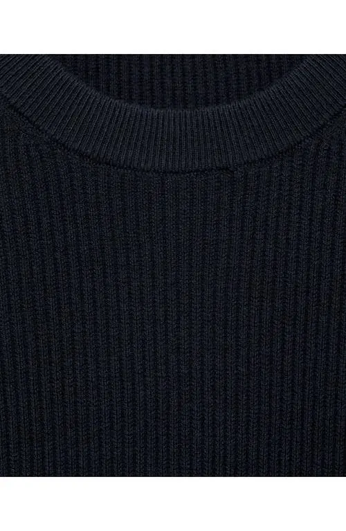 Mango Ribbed Crewneck Sweater - Dark Navy