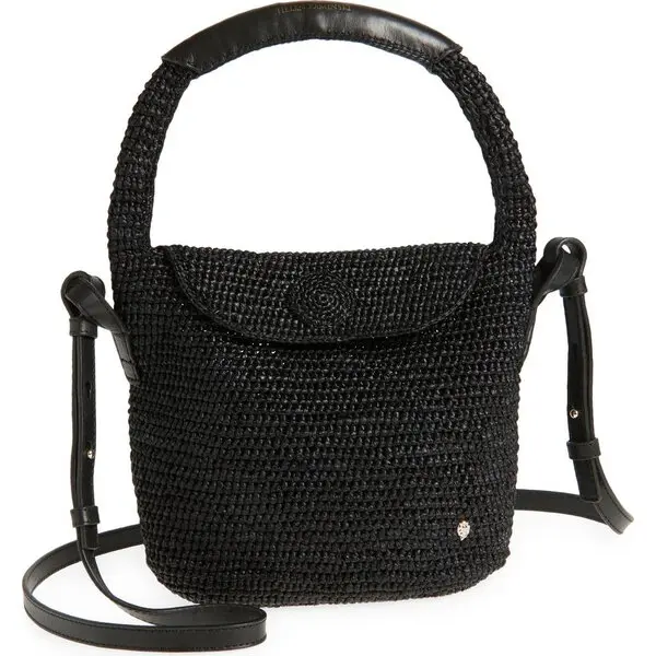 Helen Kaminski Yala Mini Raffia Shoulder Bag - Charcoal/ Black