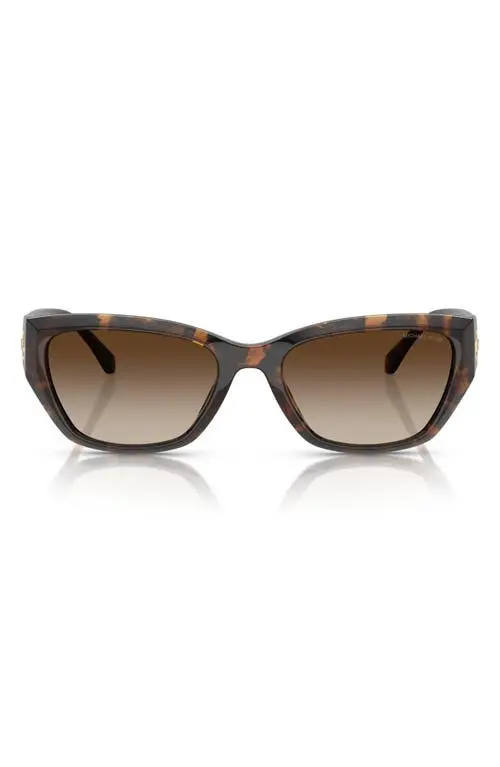 Michael Kors 56mm Geometric Sunglasses - Dark Tortoise / Smoke Gradient
