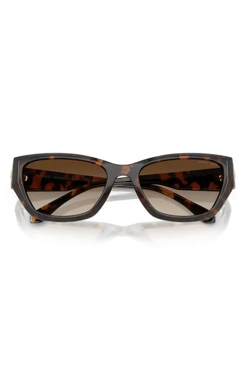 Michael Kors 56mm Geometric Sunglasses - Dark Tortoise / Smoke Gradient