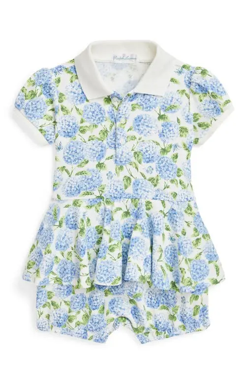 Ralph Lauren Polo Floral Cotton Piqué Skirted Bubble Romper - Mini Hydrangea W/nevis Pp