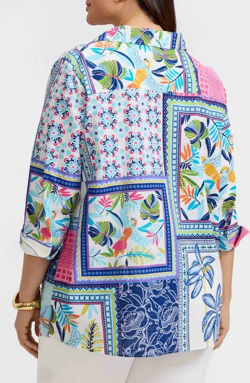 Foxcroft Julia Print Popover Shirt