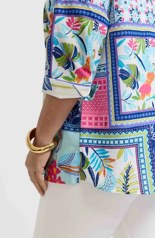 Foxcroft Julia Print Popover Shirt