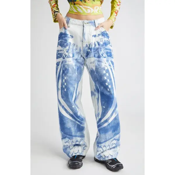 PAOLINA RUSSO Tie-dye Baggy Jeans - Acid Indigo