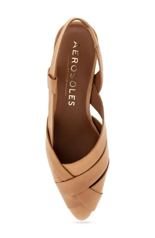 Aerosoles Carmel Slingback Pump - Tan Burnished Leather