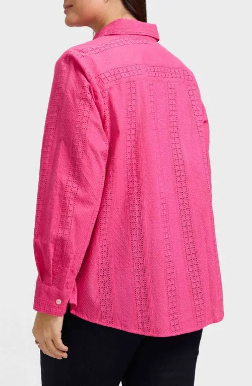 Foxcroft Zoey Mixed Stitch Cotton Button-up Shirt