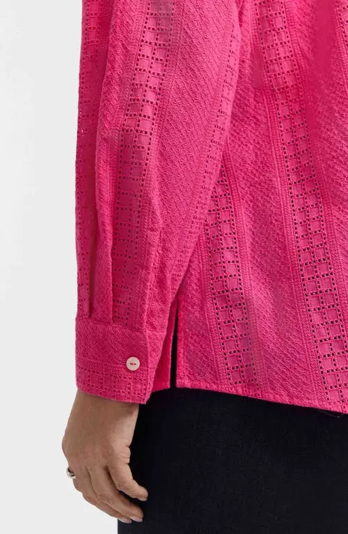 Foxcroft Zoey Mixed Stitch Cotton Button-up Shirt