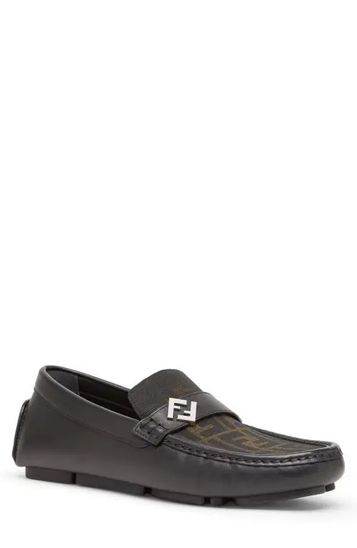 Fendi Ff Square Driving Loafer - Tobacco/ Nero