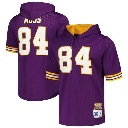 Mitchell & Ness Randy Moss Minnesota Vikings Mesh Hoodie T-shirt - Purple