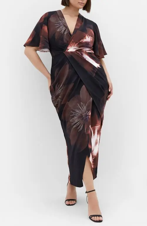 City Chic Braelynn Floral Flutter Sleeve Maxi Dress