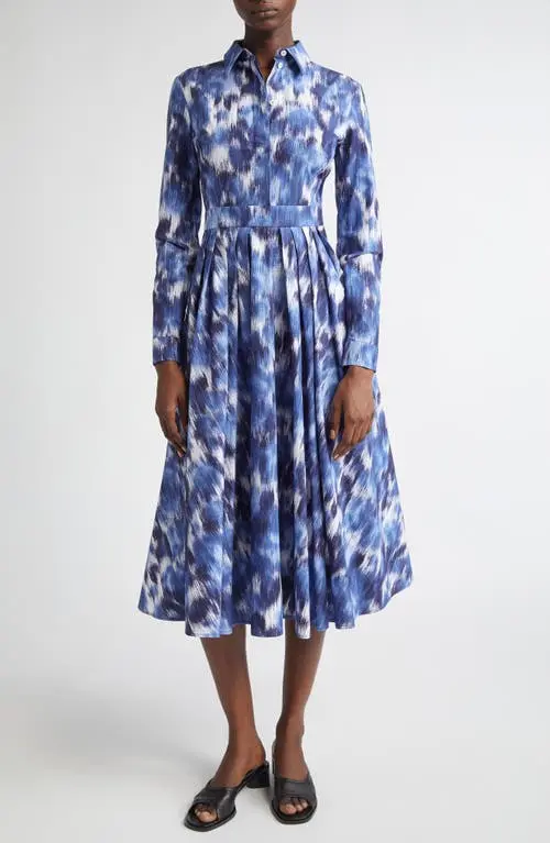 Michael Kors Watercolor Floral Cotton Midi Shirtdress