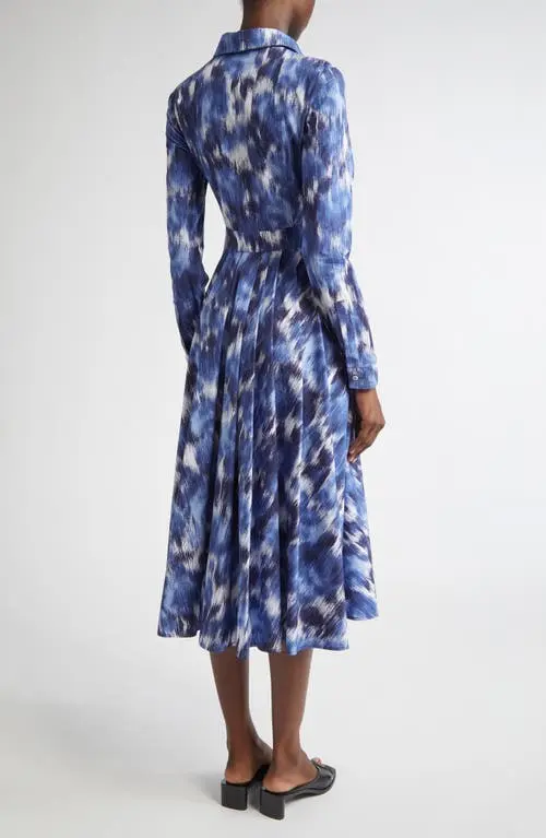 Michael Kors Watercolor Floral Cotton Midi Shirtdress