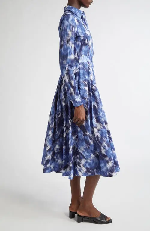 Michael Kors Watercolor Floral Cotton Midi Shirtdress