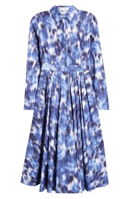 Michael Kors Watercolor Floral Cotton Midi Shirtdress