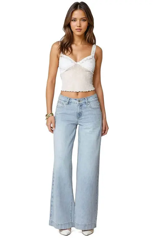 EDIKTED Posey Heart Embroidery Mesh Tank