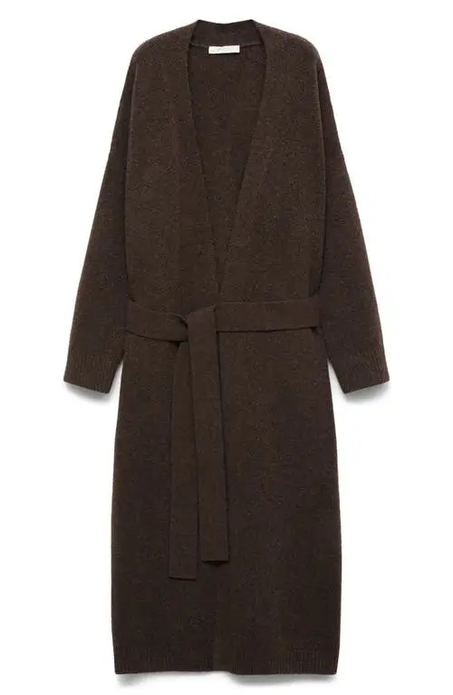 Mango Longline Tie Belt Cardigan