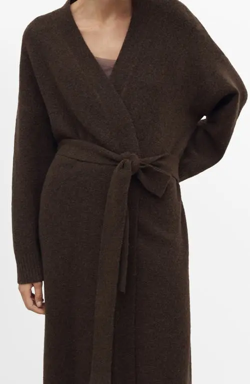 Mango Longline Tie Belt Cardigan