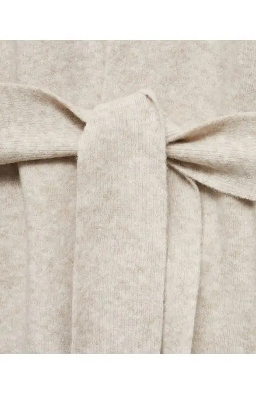 Mango Longline Tie Belt Cardigan - Light Beige