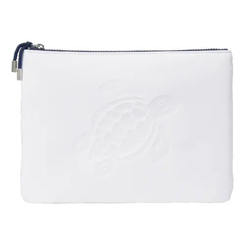 Vilebrequin Solid Neoprene Pouch With Textured Turtle Detail - Blanc