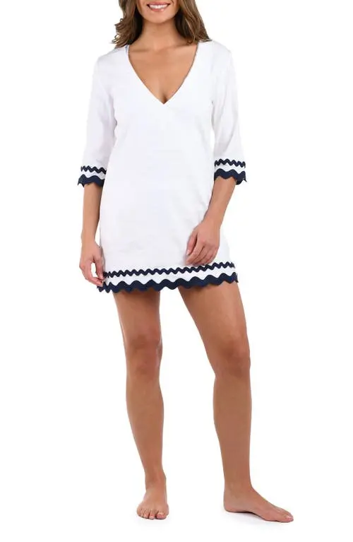 La Blanca Scallop Trim Linen-blend Tunic - White