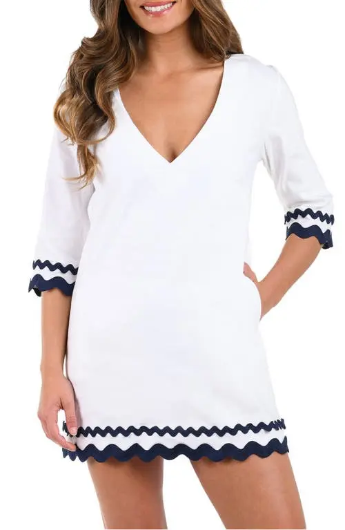 La Blanca Scallop Trim Linen-blend Tunic