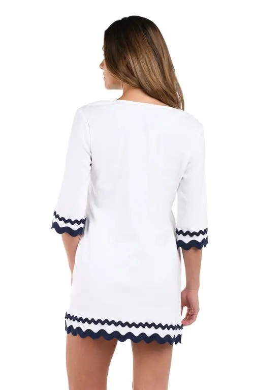 La Blanca Scallop Trim Linen-blend Tunic