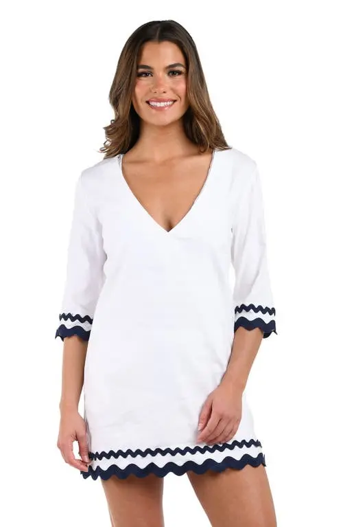 La Blanca Scallop Trim Linen-blend Tunic