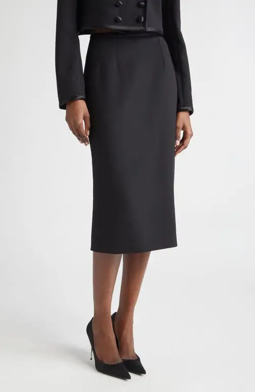 Dolce & Gabbana Stretch Crepe Pencil Skirt With Satin Trim - Nero