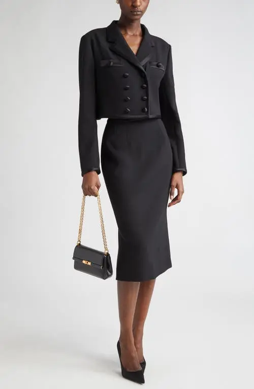 Dolce & Gabbana Stretch Crepe Pencil Skirt With Satin Trim - Nero