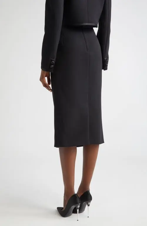 Dolce & Gabbana Stretch Crepe Pencil Skirt With Satin Trim - Nero