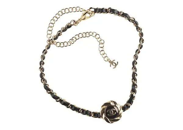 Chanel Metal And Calfskin Choker Necklace - Gold/black