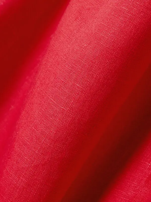 Posse Martina Cropped Linen Top - Red