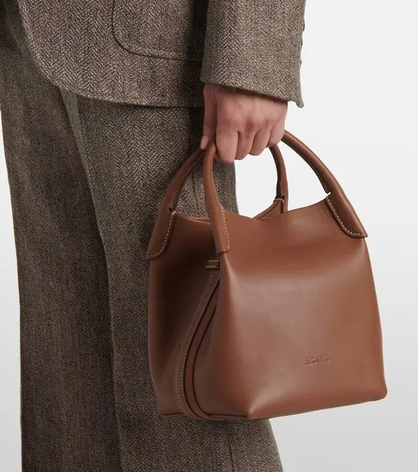 Loro Piana Bale Small Leather Tote Bag - Brown