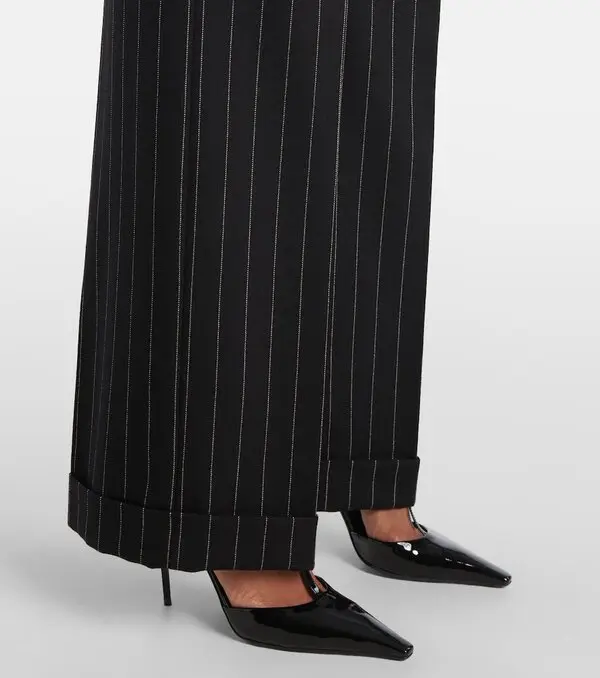 Dolce & Gabbana Striped Wool Straight Leg Trousers