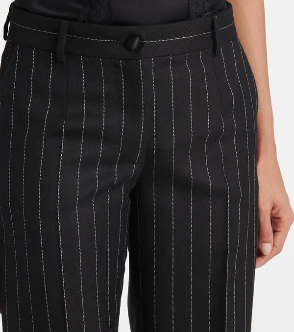 Dolce & Gabbana Striped Wool Straight Leg Trousers