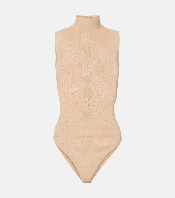 Victoria Beckham Sheer High-neck Lace Bodysuit