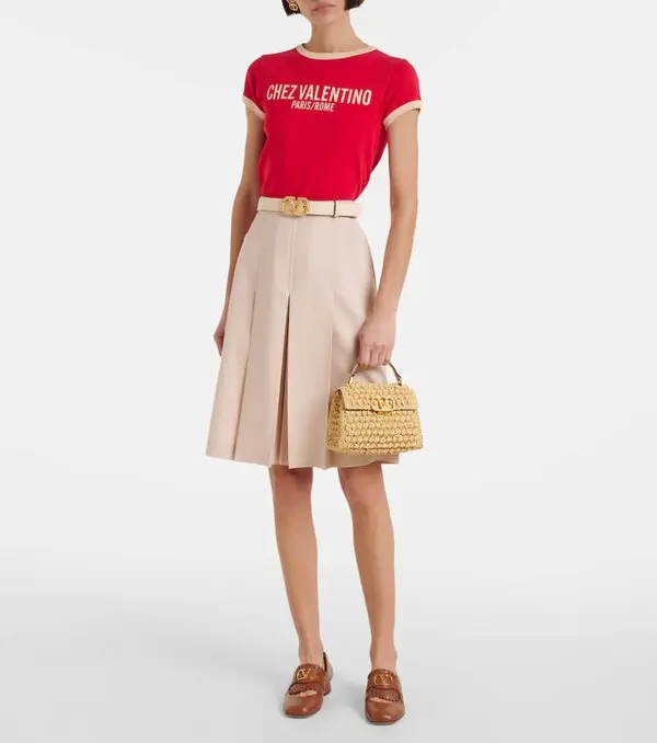 Valentino Garavani V Sling Mini Raffia-effect Tote Bag