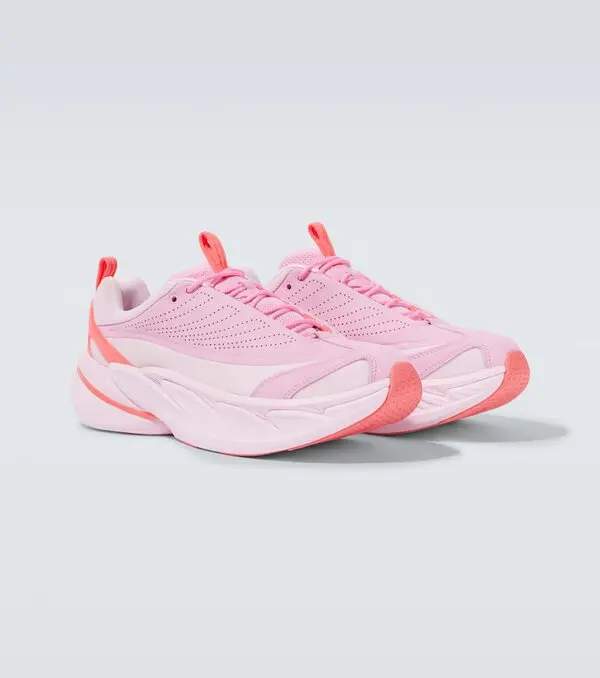 Hoka One One Elevon X Leather And Mesh Sneakers - Pink
