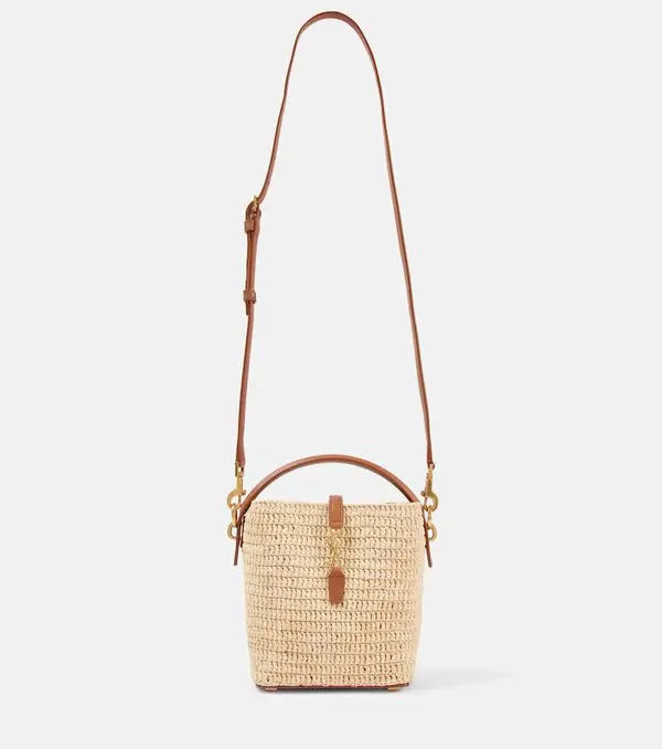 Saint Laurent Le 37 Mini Raffia Bucket Bag - Neutrals