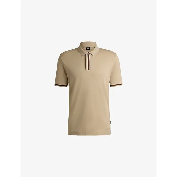 BOSS Business Leisure Logo-emed Cotton-blend Polo Shirt - Light Beige
